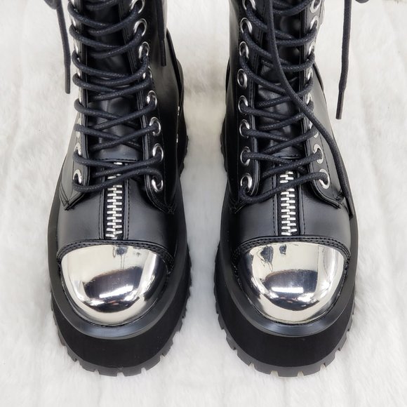 Demonia | Shoes | Gravedigger Unisex Chrome Toe Cap Platform Combat ...